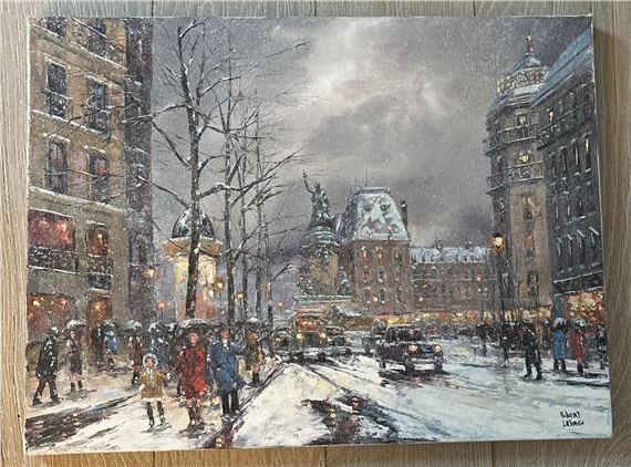 Robert Lebron | Chicago Art Institute - Oil on Canvas Winter Painting ...
