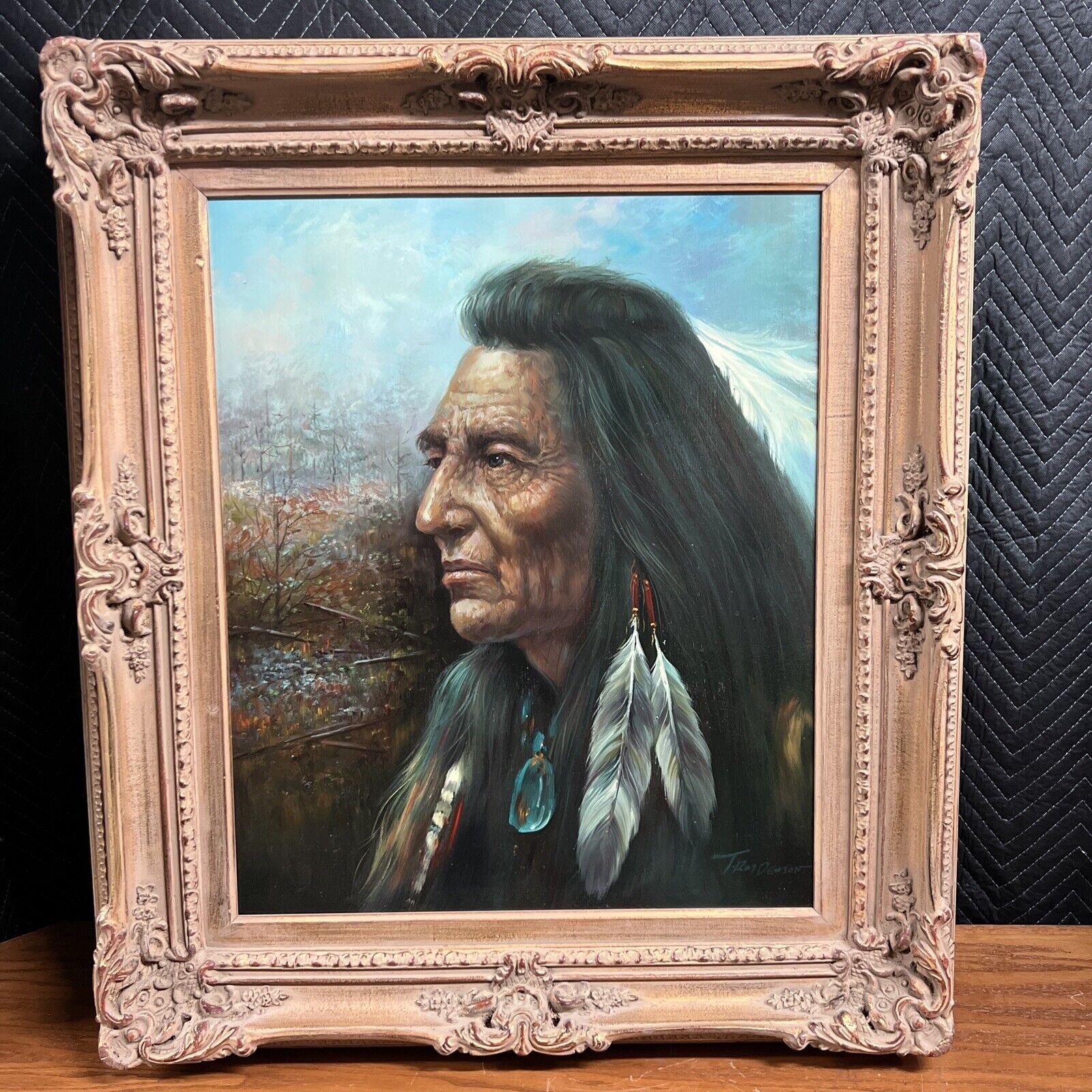 Troy Denton | Original Oil On Canvas Painting Indian Portrait | MutualArt