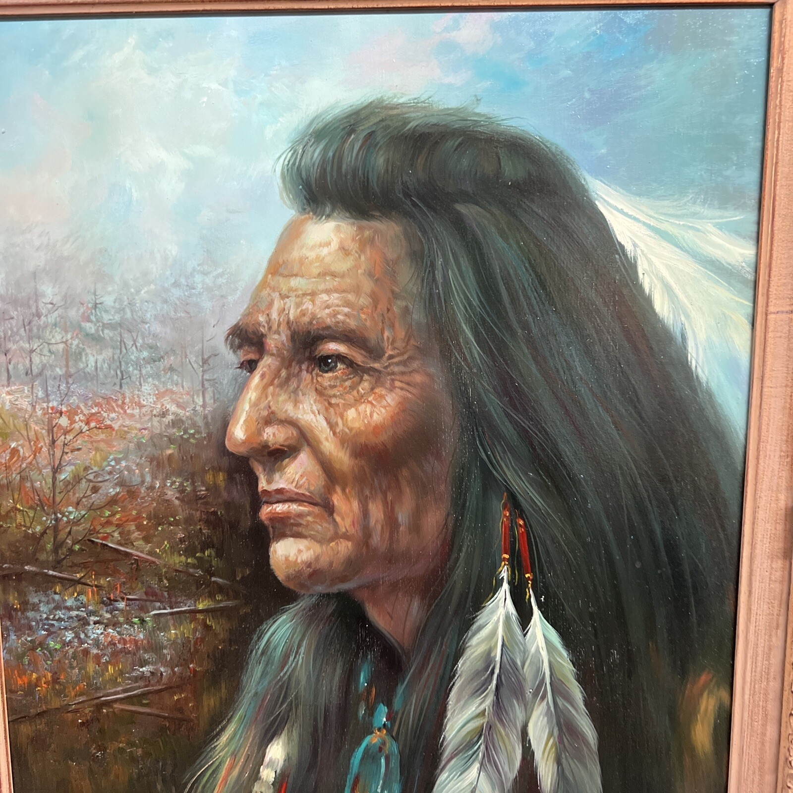 Troy Denton | Original Oil On Canvas Painting Indian Portrait | MutualArt