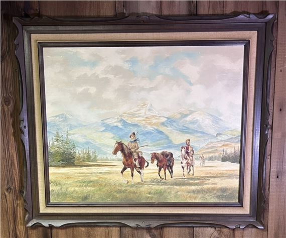 L. Edward Fisher | American Western Horse Mountains Oil on Board ...