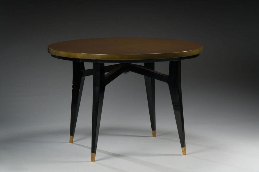 Raphaël Raffel | Circular-top dining table in shaded green Beka lacquer ...