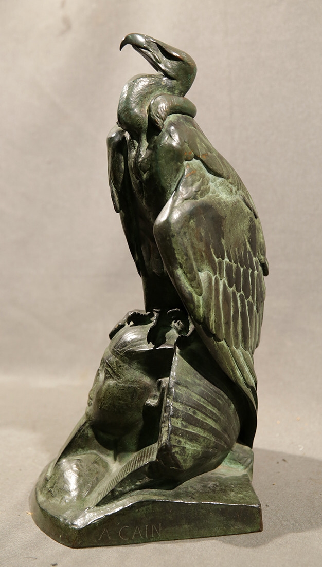 Auguste Nicholas Cain | 19th Century French Bronze Of a Hawk On Top of ...