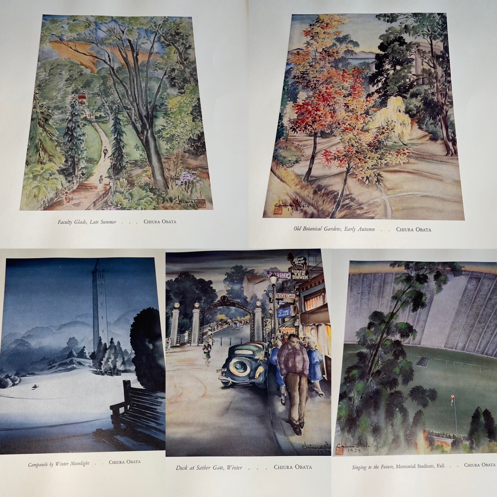 Chiura Obata | Collection 5 Color Reproductions On Silk Japanese ...
