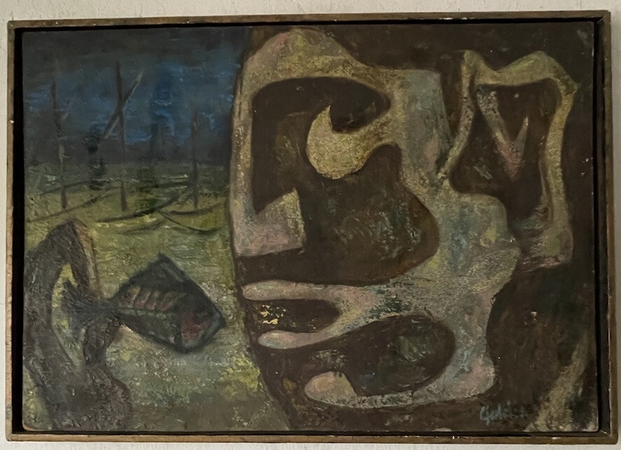 Golden | GOLDEN ANTIQUE MODERN ABSTRACT CUBISM OIL PAINTING OLD VINTAGE ...