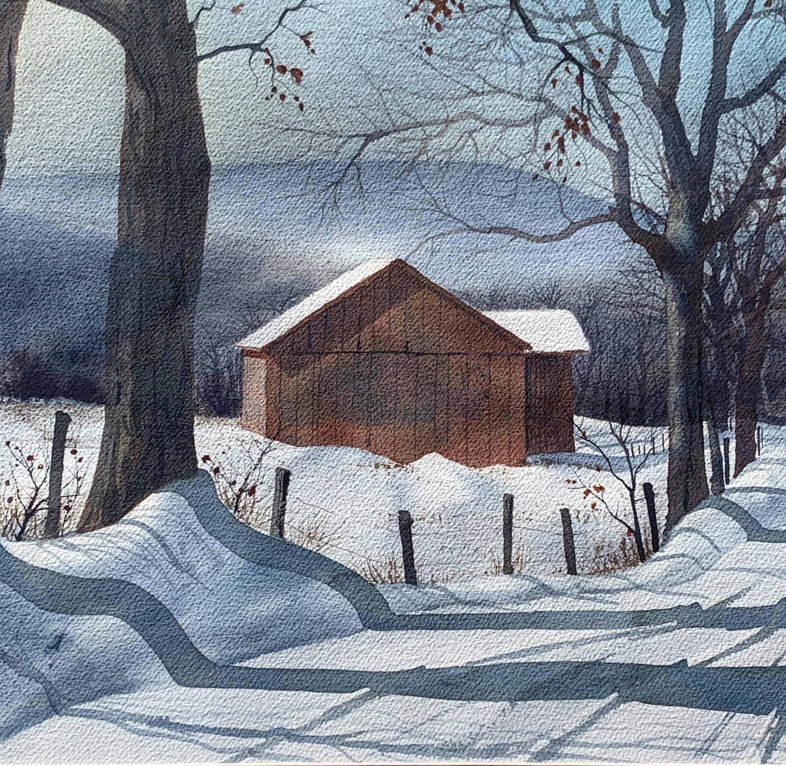 Scott Hartley | winter rural farm landscape watercolor painting (2020 ...