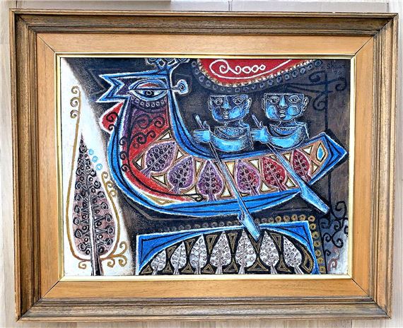 Pinchas Shaar | Mod Mid Century Pinchas Shaar Modern Abstract Oil ...