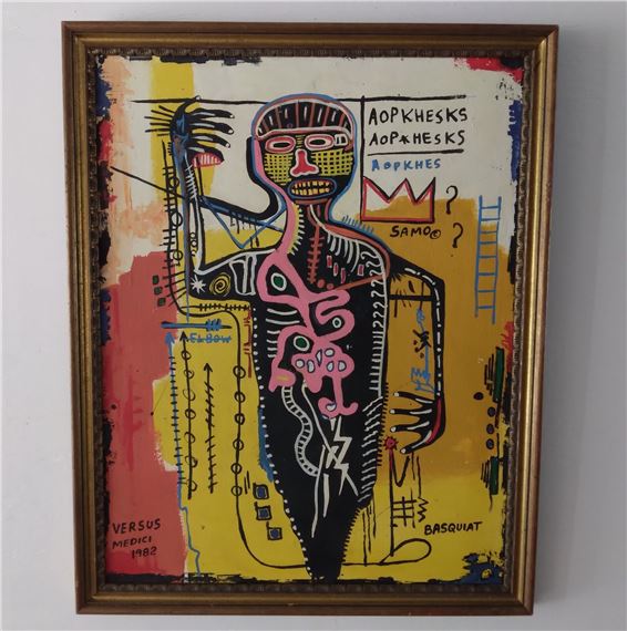 Jean-Michel Basquiat | Versus Medici Painting Framed (1982) | MutualArt
