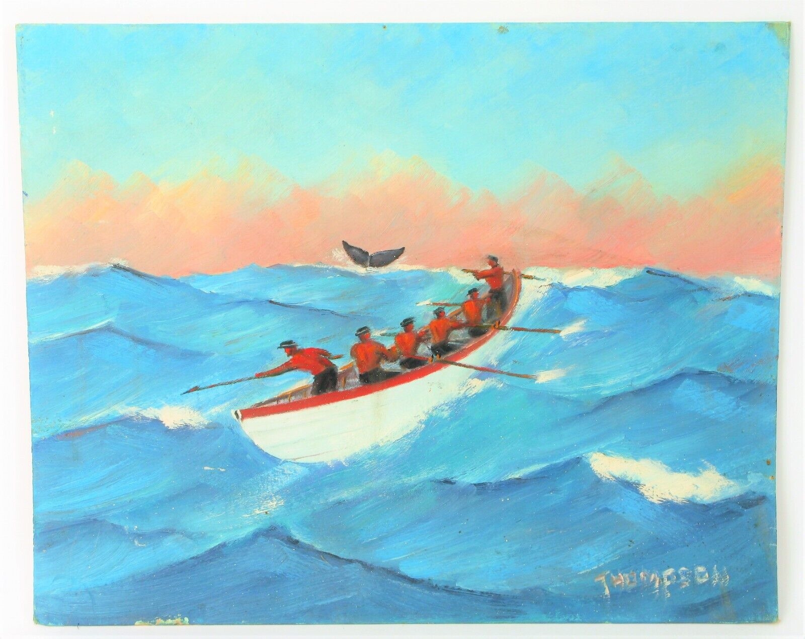 Ellery Thompson | FABULOUS 1970 ELLERY THOMPSON PAINTING WHALE DORY ROW ...