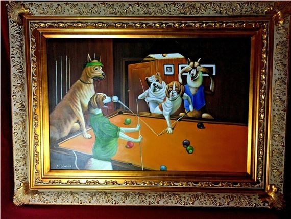 Harry Davis | Dogs playing pool! | MutualArt