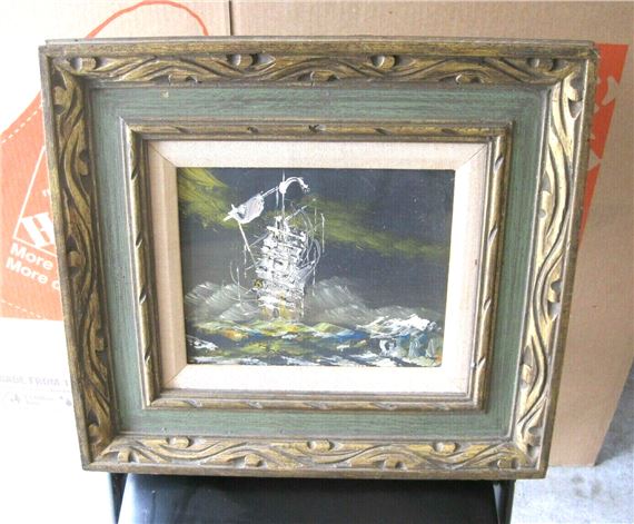 Sarah Bursey | Vintage Sara of Milan Ship Oil on Canvas painting ...