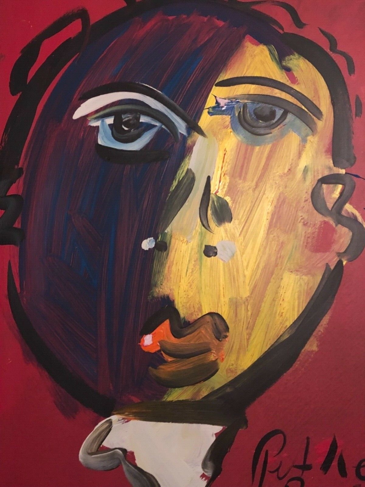 Peter Robert Keil | Rare Peter Keil Red Period Abstract Berlin Face ...