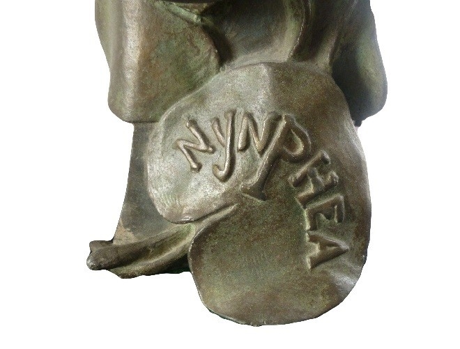 J. Caussè | Art Nouveau Patinated Bronze Nymphea, Head Statue (1900 ...