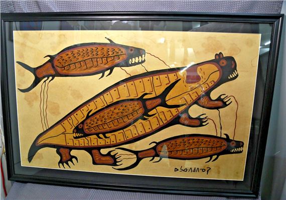 Norval Morrisseau | Otter and Fish (1960s) | MutualArt