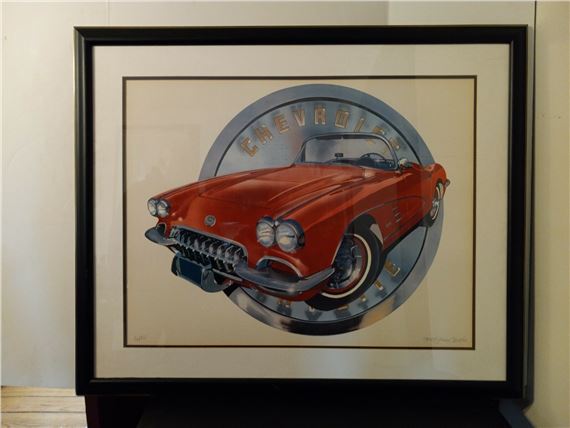 Harold James Cleworth | 1958 Chevrolet Corvette Lithograph-Framed ...