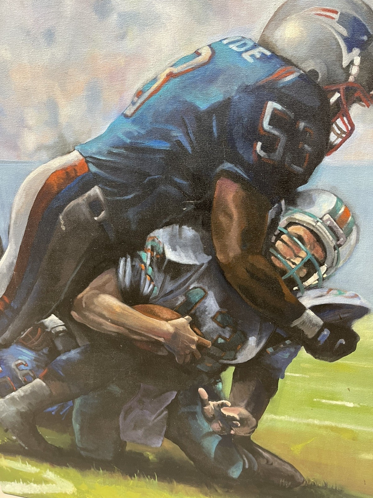 Brian Fox | Fox' First Commission Work Patriots Dolphins (1997) | MutualArt