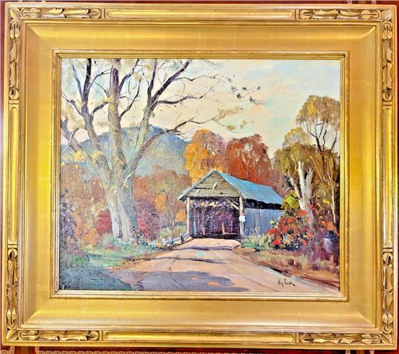 Otis Cook | Covered Bridge in Autumn (1925 - 1949) | MutualArt