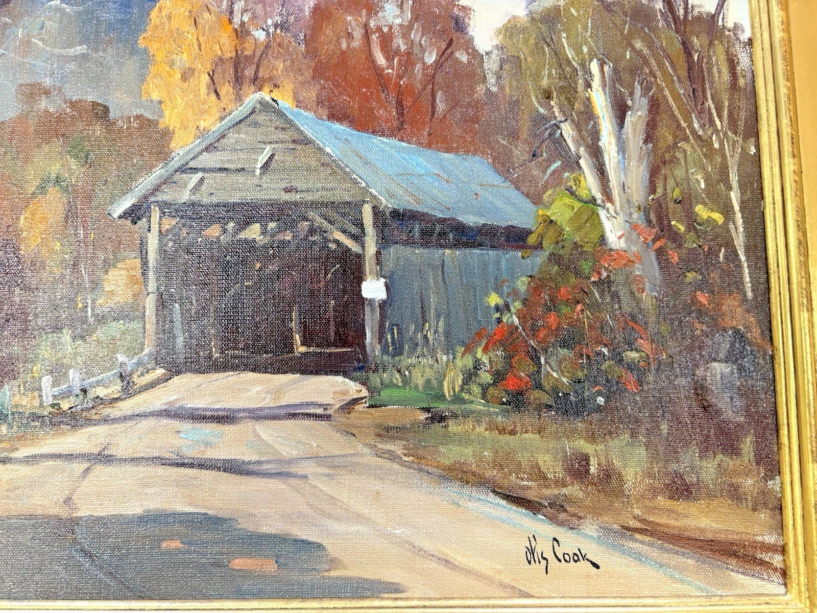 Otis Cook | Covered Bridge in Autumn (1925 - 1949) | MutualArt