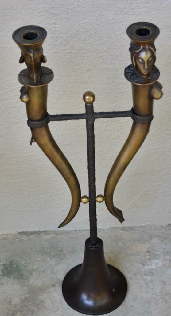 Paul Wunderlich | Candlestick Double Bronze Sculpture~Myth of Orpheus ...