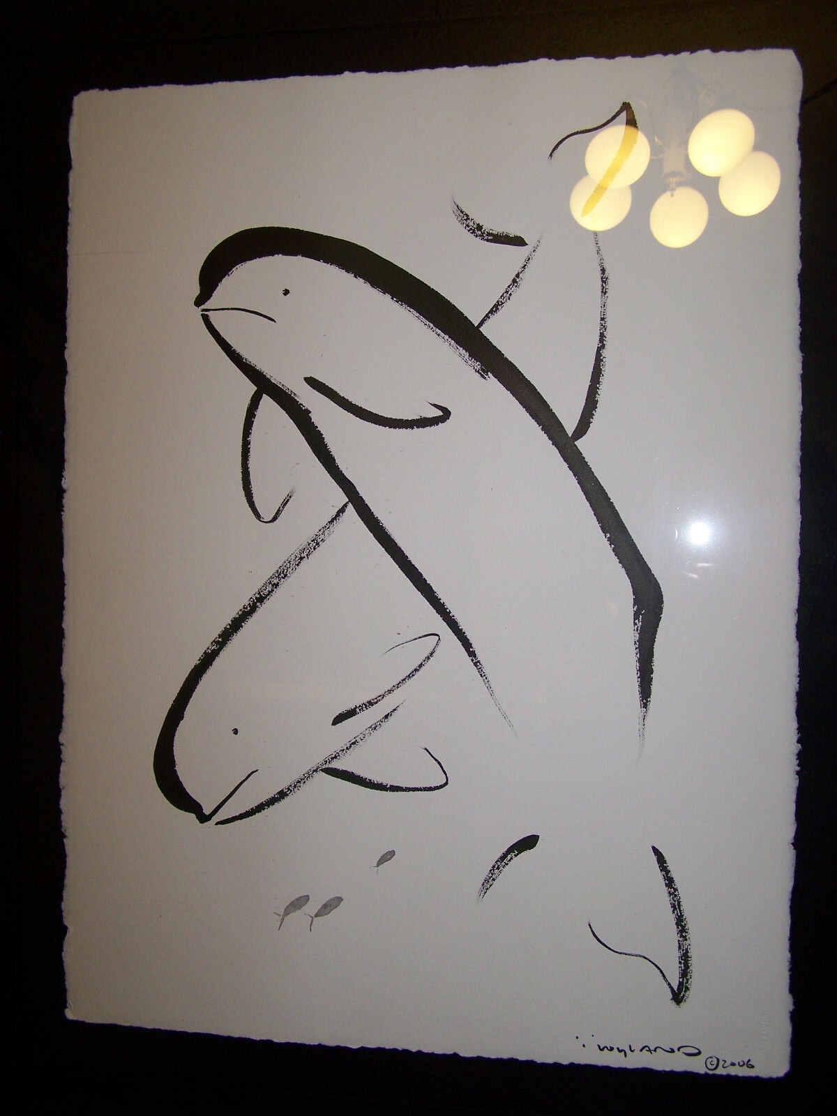 Robert Wyland | Beluga Whales – Rare Wyland Original Chinese Brush ...