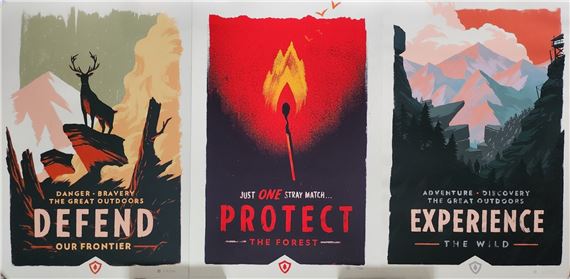 Olly Moss | Firewatch Print Set Experience Protect Defend Signed ...