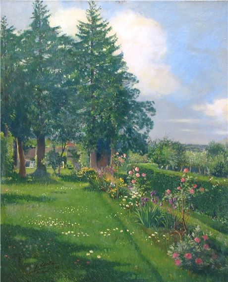 Georges Dola | Vintage French Oil Painting Garden Normandy Signed 1943 ...