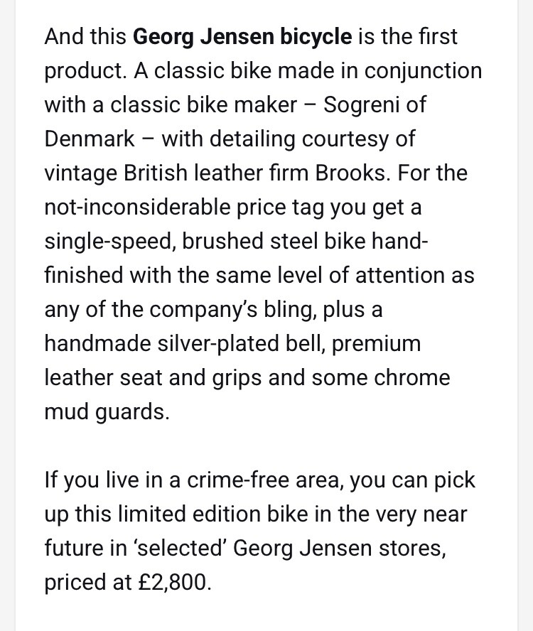 Georg Jensen | Georg Jensen Bicycle made by Sögreni | MutualArt