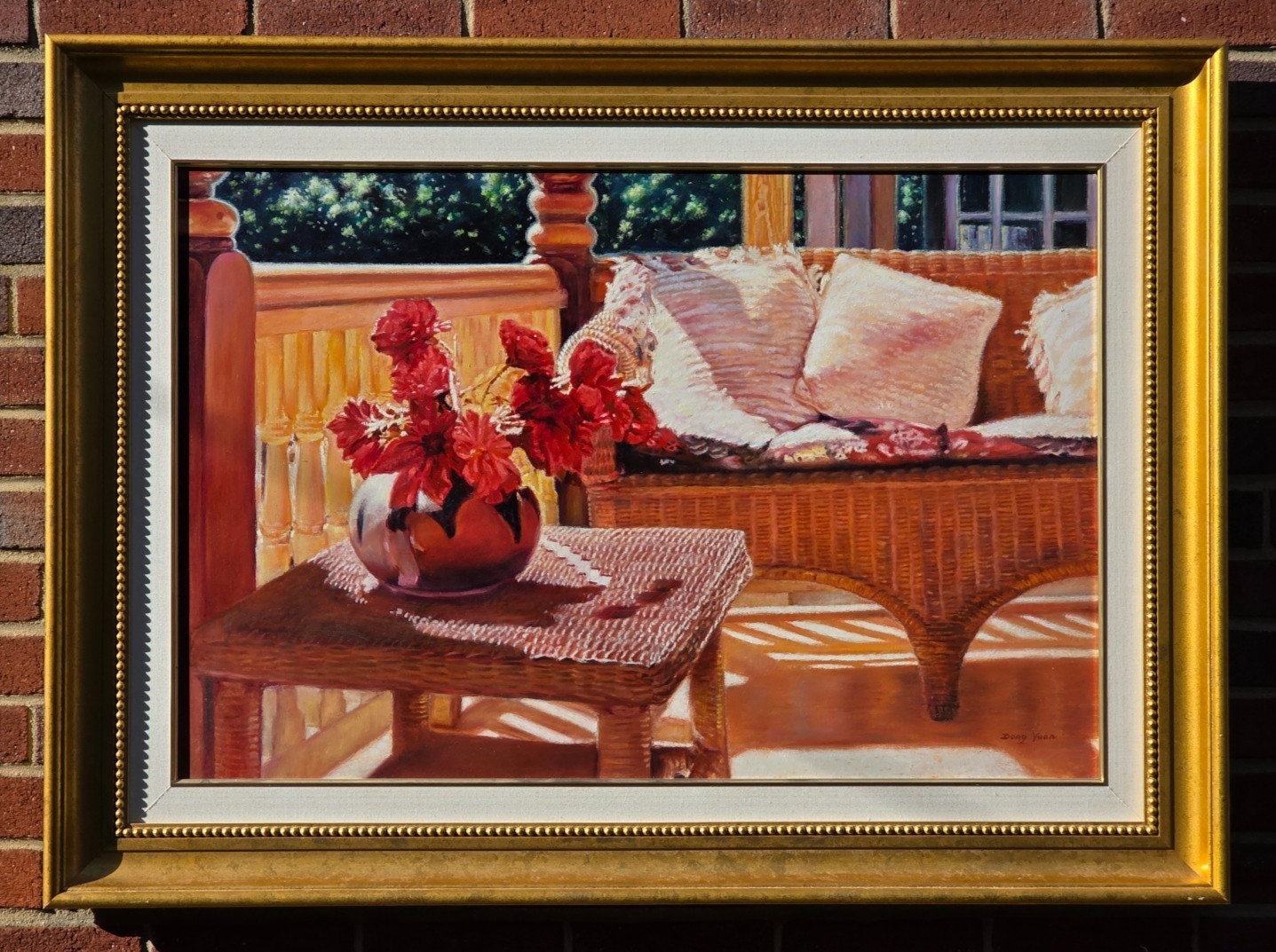 Dong Yuan | Still Life Porch Scene Vase Wicker | MutualArt