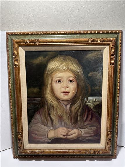 Vitto Rivetti | YOUNG GIRL WITH TEARS ORIGINAL OIL PAINTING (1970 ...