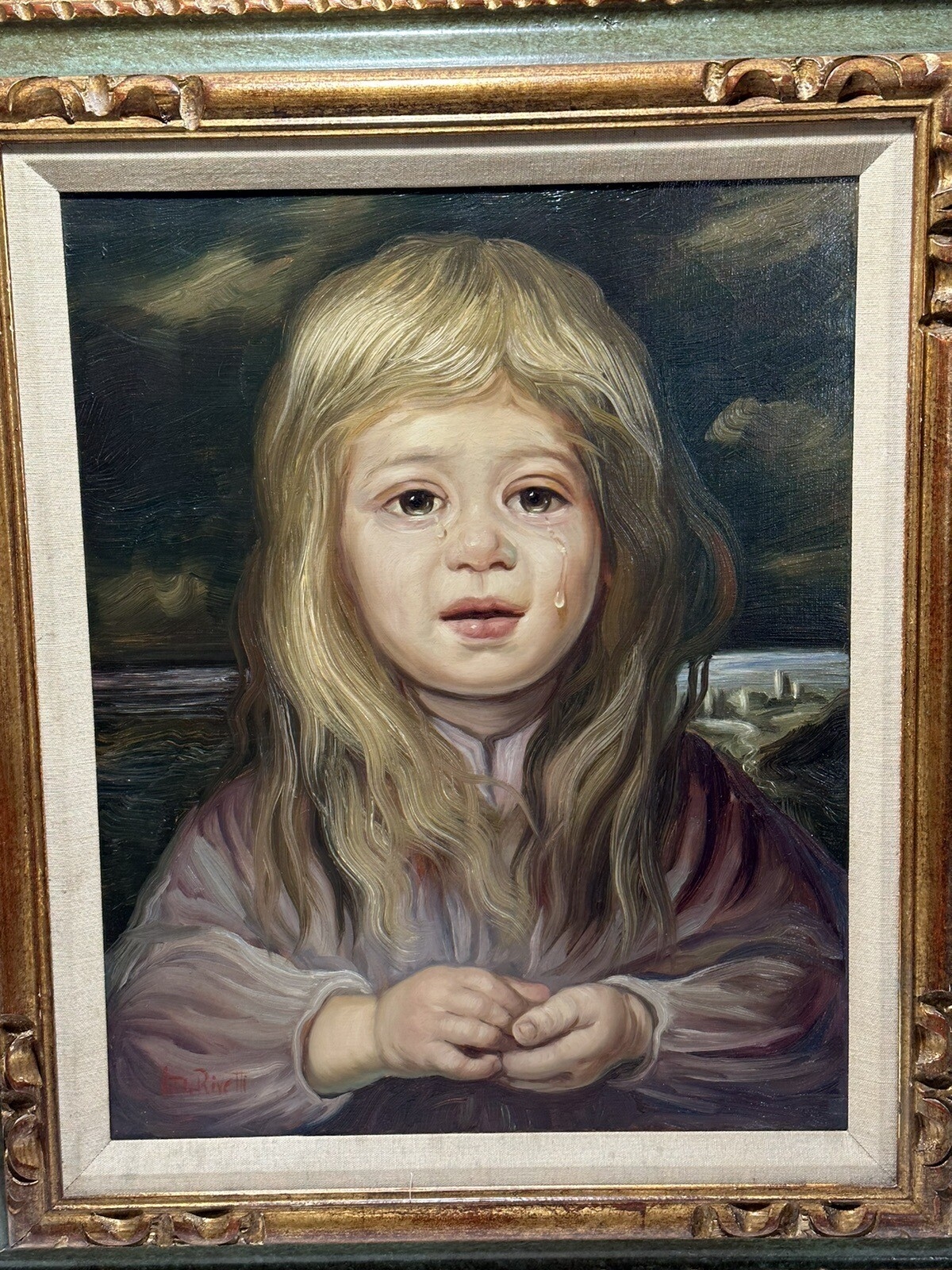Vitto Rivetti | YOUNG GIRL WITH TEARS ORIGINAL OIL PAINTING (1970 ...