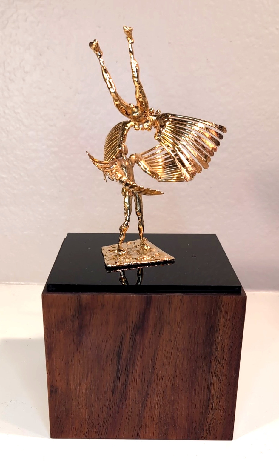 Joseph Burlini | Gilded bronze winged figures sculpture (1977) | MutualArt