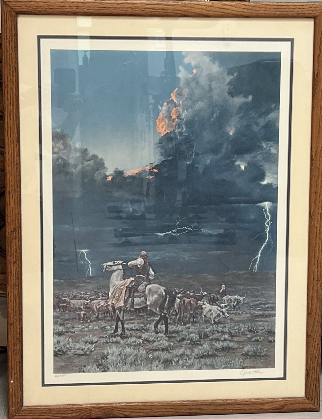 Gordon Phillips | Cowbows & Cattle During a Storm | MutualArt