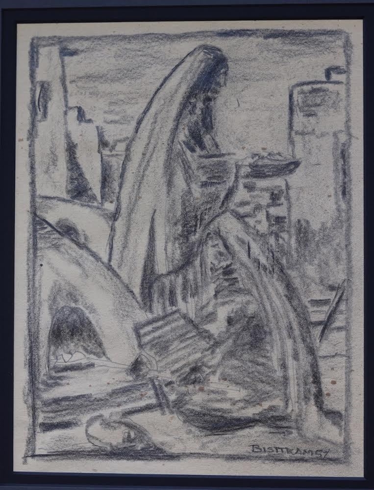 Emil James Bisttram | Rare Sketch of Indian Woman (1957) | MutualArt
