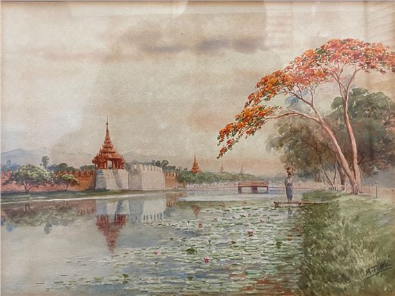 Mg Tun Hla | RARE Antique Important Old Burmese Asian Modern Painting ...