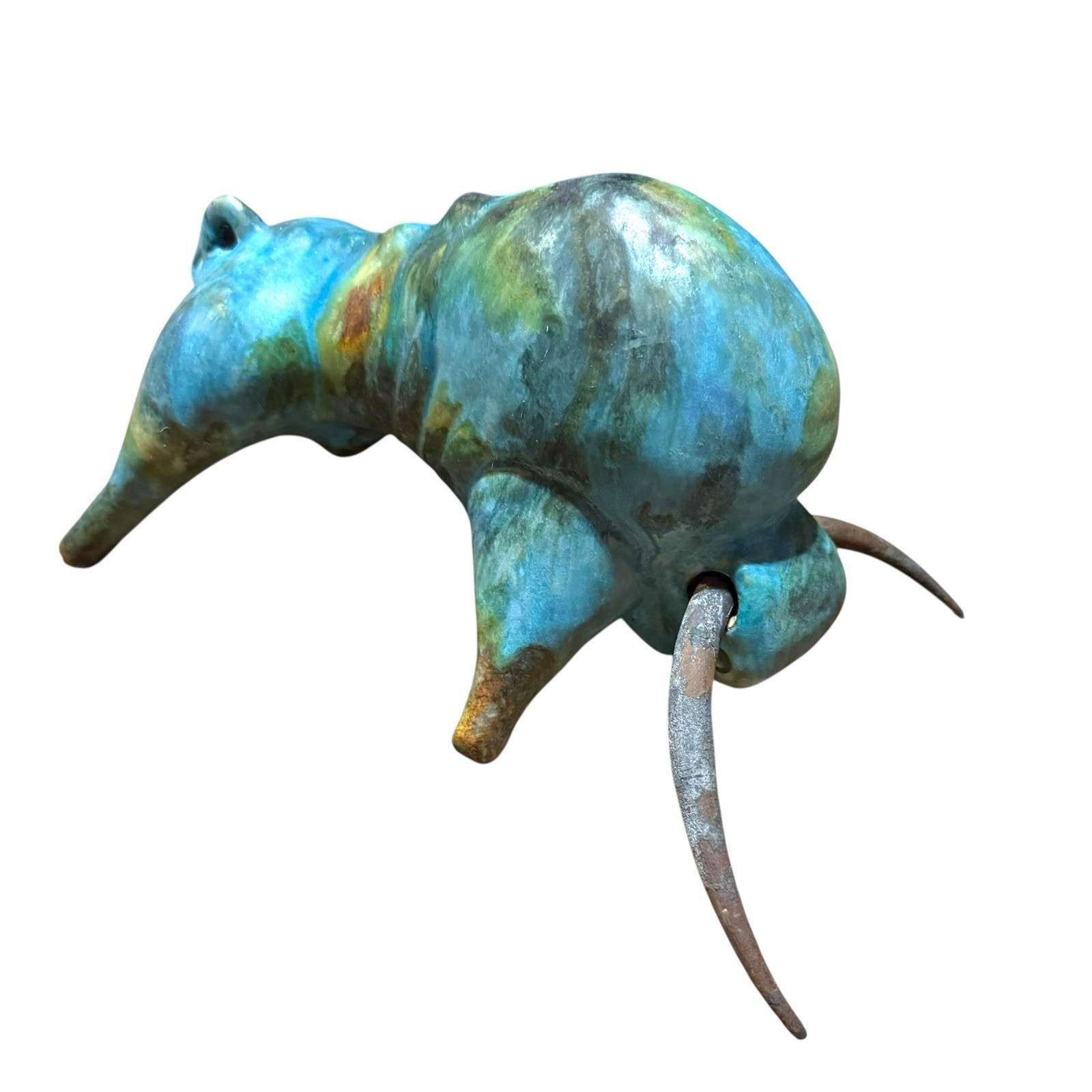 Alvino Bagni | Charging Bull Pottery Sea Garden Glaze Sculpture | MutualArt