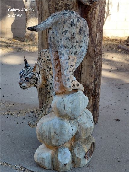 Ken Craig | Bobcat Sculpture Statue chainsaw carving | MutualArt
