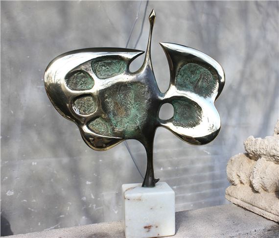 Milko Dobrev | Signed Bronze Sculpture by MD Abstract Wing Form on ...