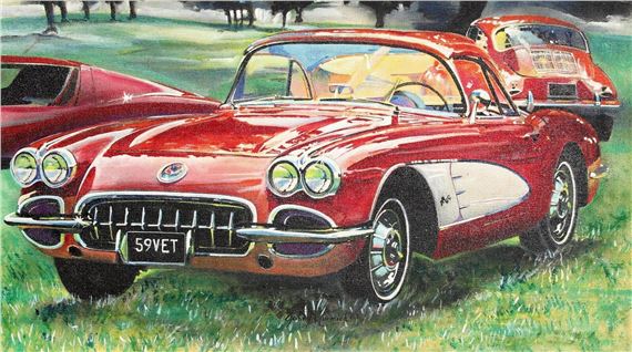 John McCormick | John McCormick, 1959 Corvette, Oil on Canvas, signed ...