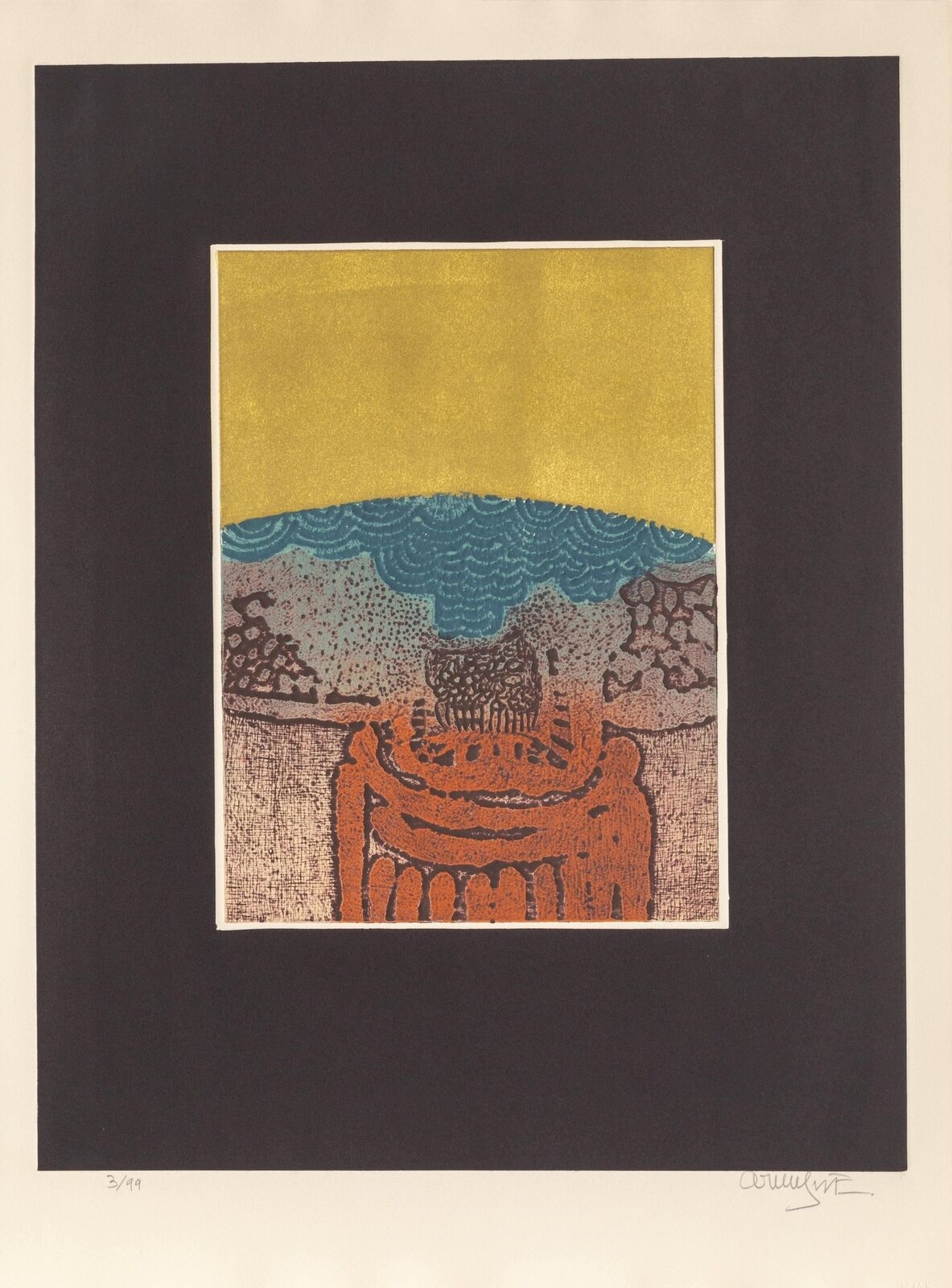 Arun Bose | Untitled - Red Abstract with Seascape (Circa 1980) | MutualArt
