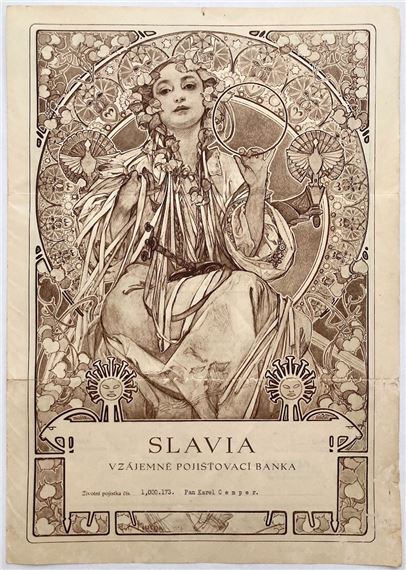 Alphonse Mucha | ALPHONSE MUCHA - SLAVIA - INSURANCE CERTIFICATE (1937 ...