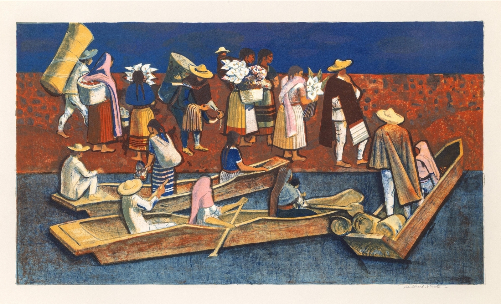 Millard Sheets | Millard Owen Sheets, Mexican Travelers, Lithograph on ...