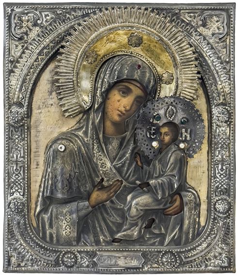 Russian School, 19th Century | Russian icon Our Lady of Tikhvin, with ...