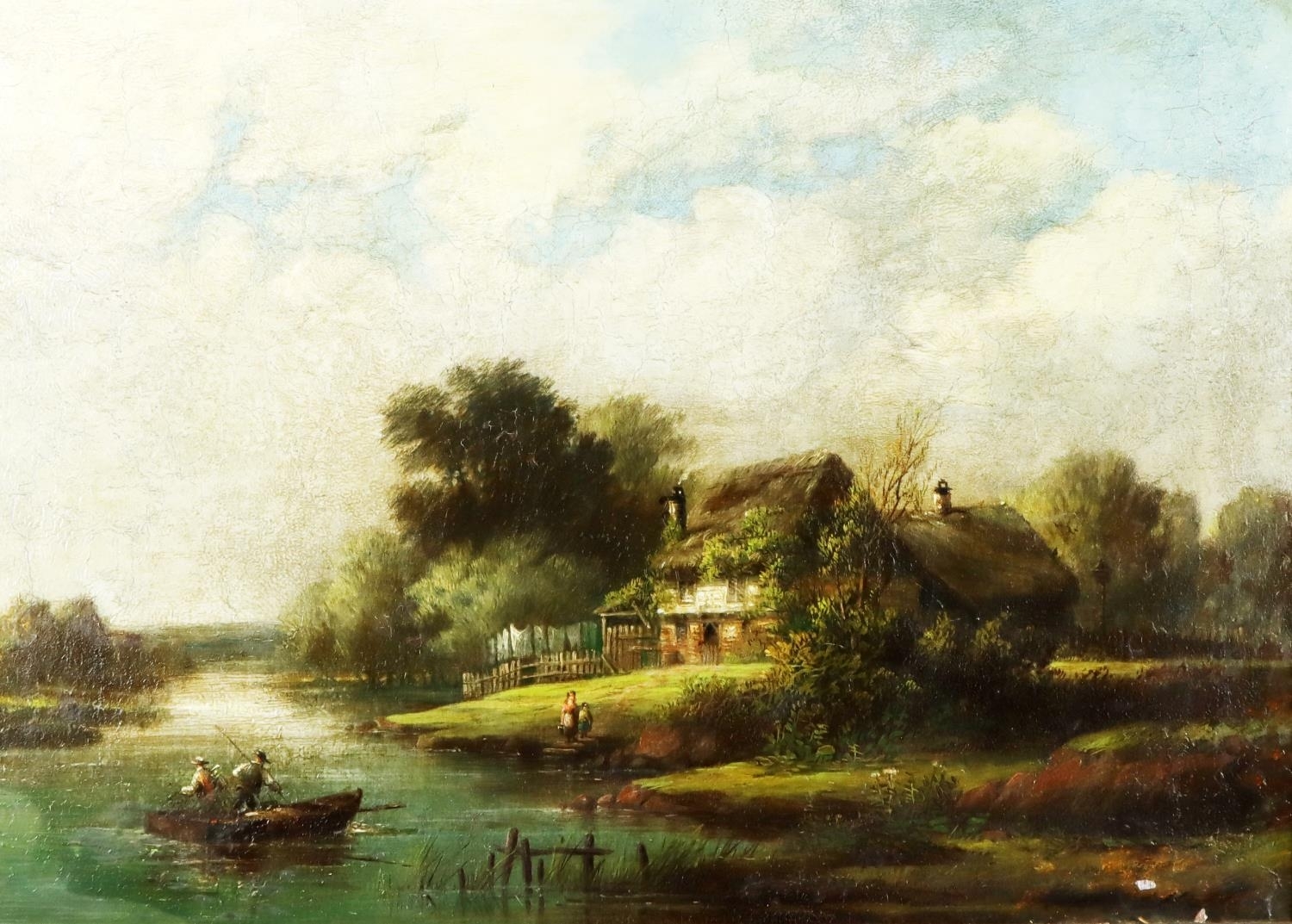 Thomas Creswick | Boating in front of a Cottage | MutualArt
