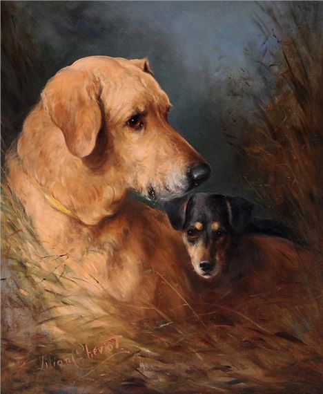 Lilian Cheviot | Golden Retriever and Fox Terrier Puppy | MutualArt