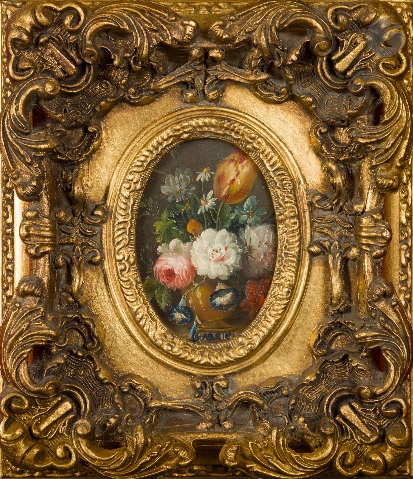 Modern School | Vases of flowers on an entablature | MutualArt