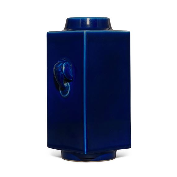 Chinese School | A blue-glazed cong-form vase, Mark and period of ...