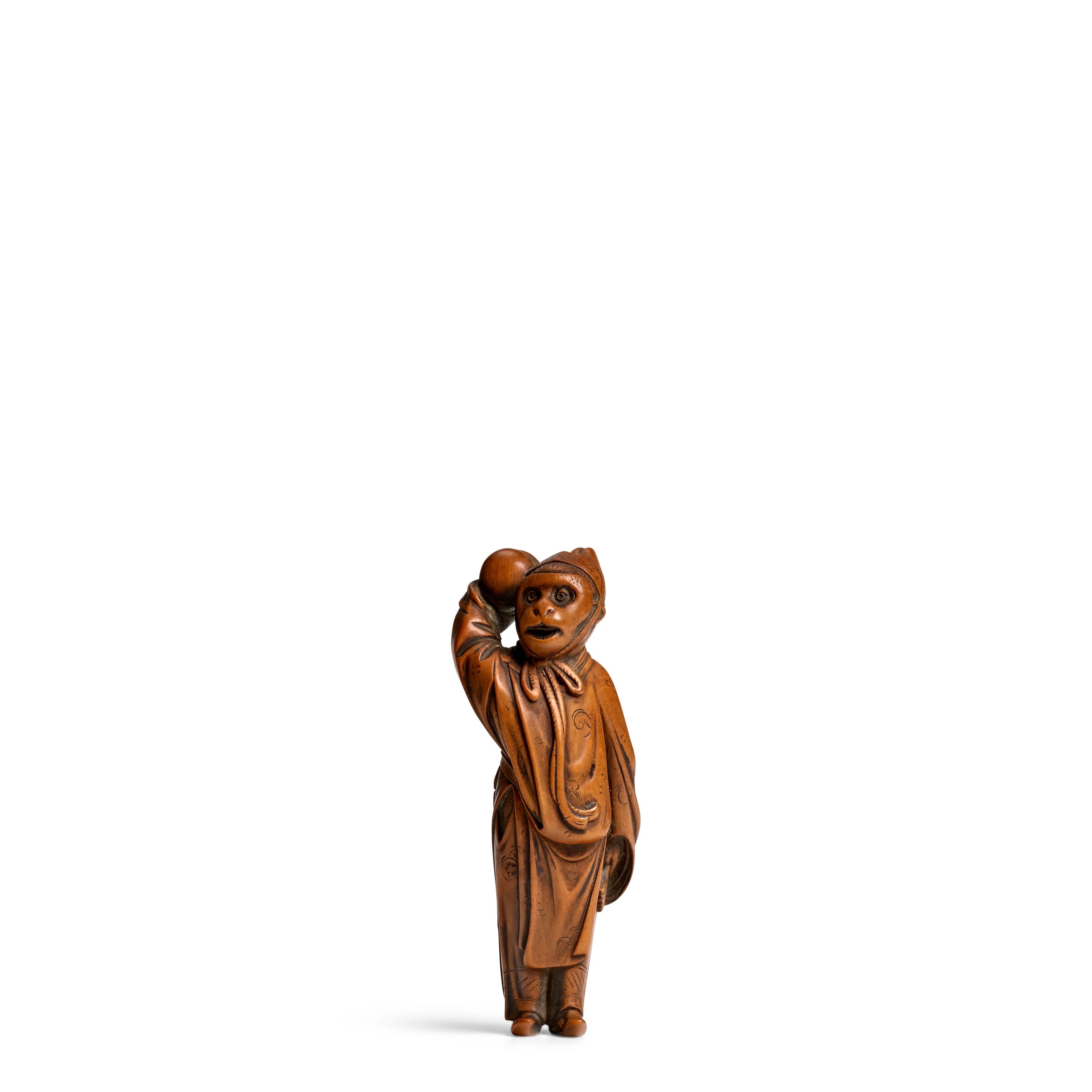 Meikeisai Hojitsu | A Large Wood Netsuke of a Sarugaku Performer Edo ...