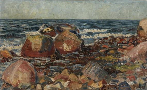 Johannes Larsen | Store sten paa Sprogø Strand (1913) | MutualArt