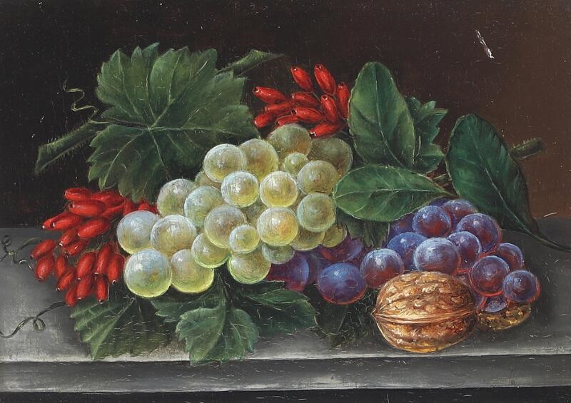 Johan Laurentz Jensen | Still life with fruits and leaves (19th Century ...