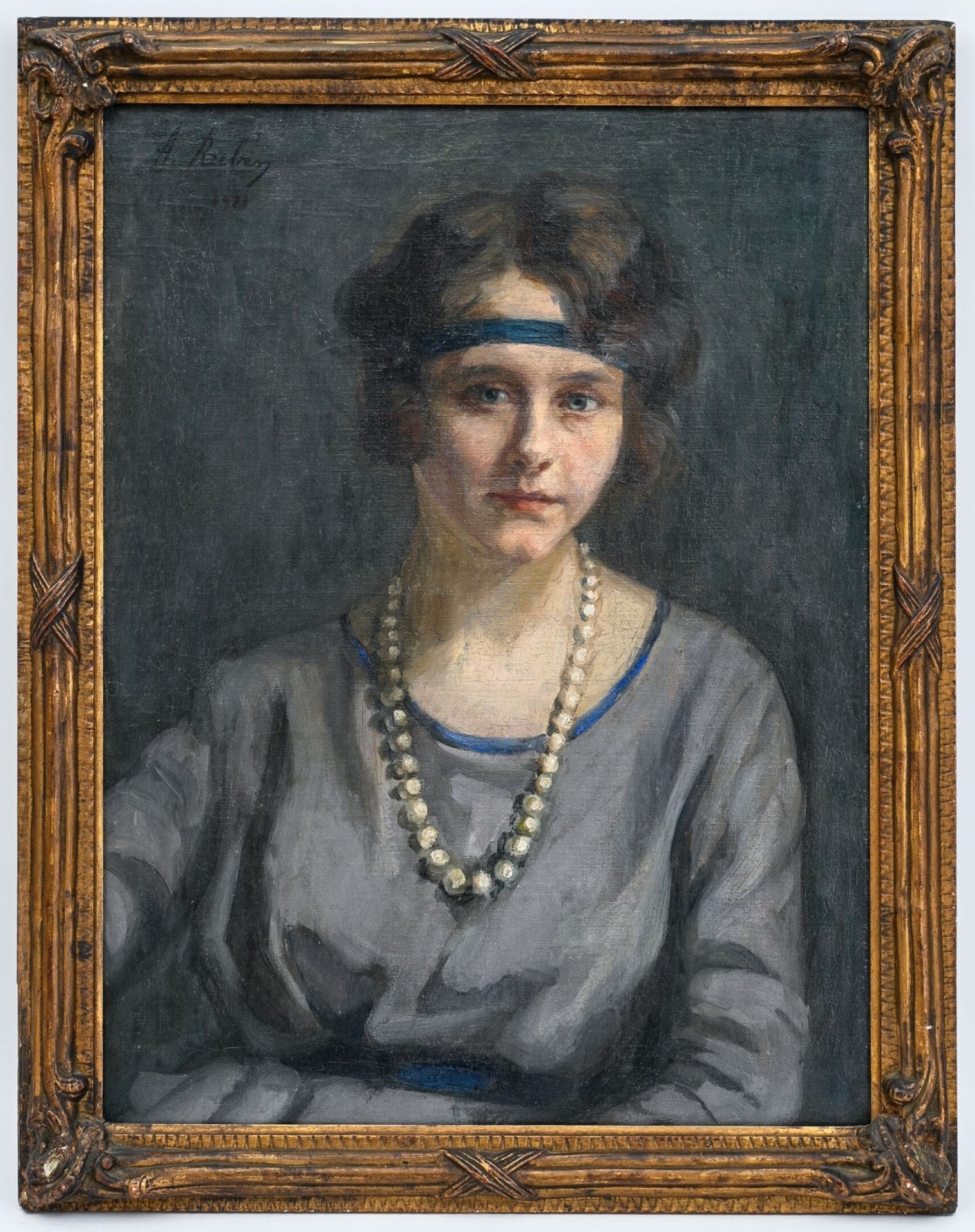 Albert Rubin | Young Girl with Pearl Necklace (1921) | MutualArt