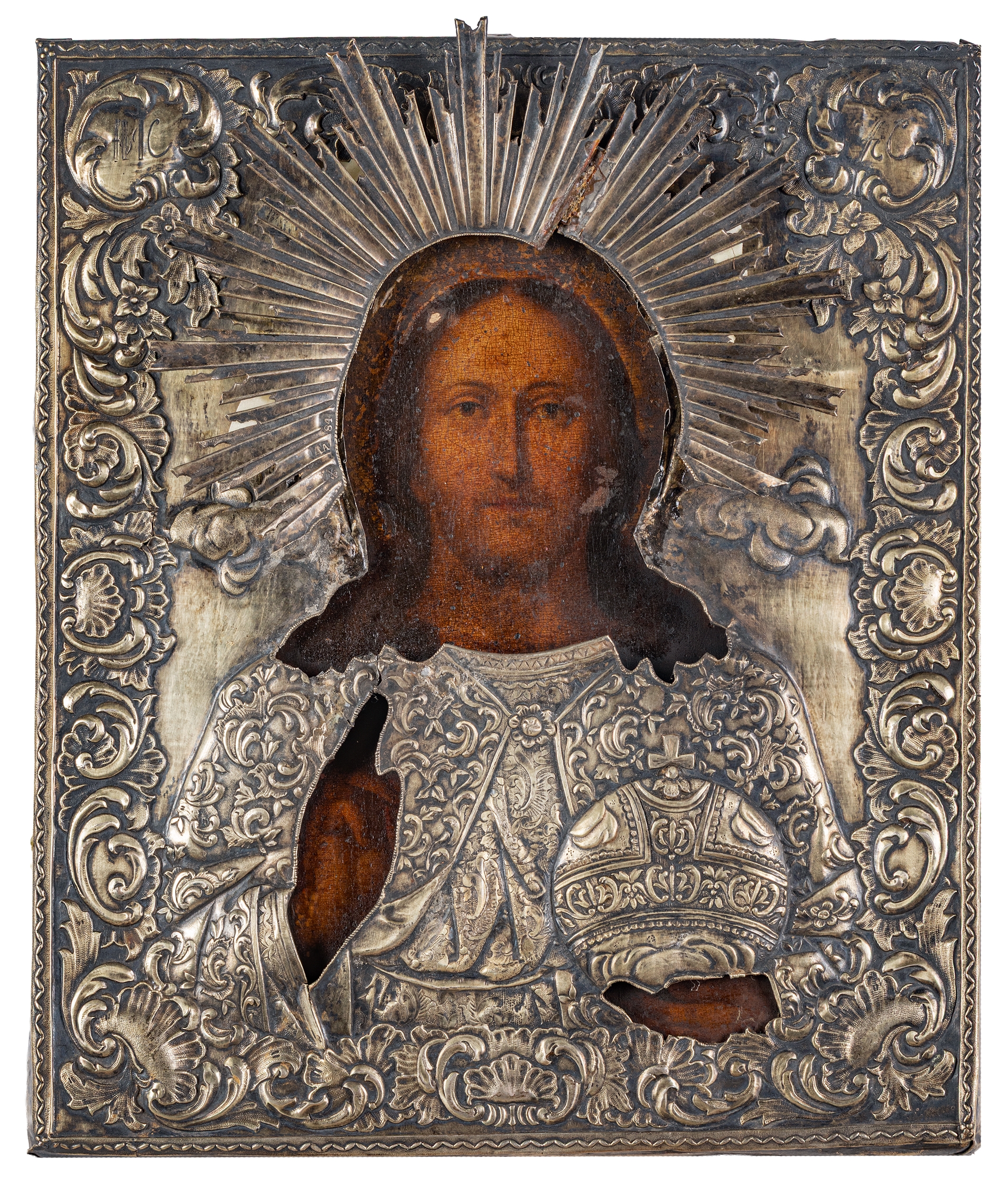 Russian School, 19th Century | A Russian Icon of Christ with Silver ...